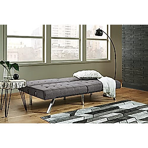 Signature Design by Ashley Sivley Modern Tufted Flip Flop Futon Sofa Bed, Dark Gray