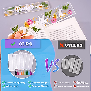 LET'S RESIN Bookmark Resin Molds Silicone 1.5'' Wide, Blank and Cat Moon Pattern Silicone Bookmark Molds Kit with 20pcs Tassels, Rectangle Bookmark Molds for Epoxy Resin Casting Crafts