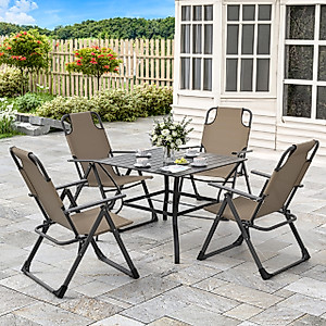 UDPATIO Outdoor Dining Chairs Set of 2 Support 300LB (Beige)