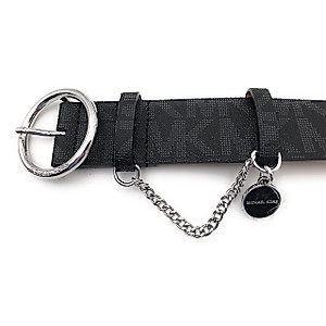 Michael Kors MK Charm Belt With Chain, Large, Black/Silver