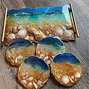 Epoda 5pcs Resin Tray Molds, Silicone Tray Mold, Irregular Rectangle Silicone Tray Mold with Handles, Designed for Making Large Epoxy Resin Coasters and Tea Trays