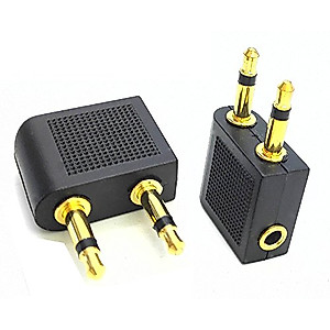 zdyCGTime 2Pack Golden Plated Airline Airplane Flight Headphone Adapters,3.5mm to 2 x 3.5mm Airplane Airline Travel Headphone Earphone Adapter.