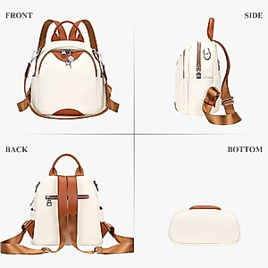 ALTOSY Soft Genuine Leather Backpack for Women Small Convertible Backpack Purse Shoulder Bag for Ladies (S97 White/Brown)