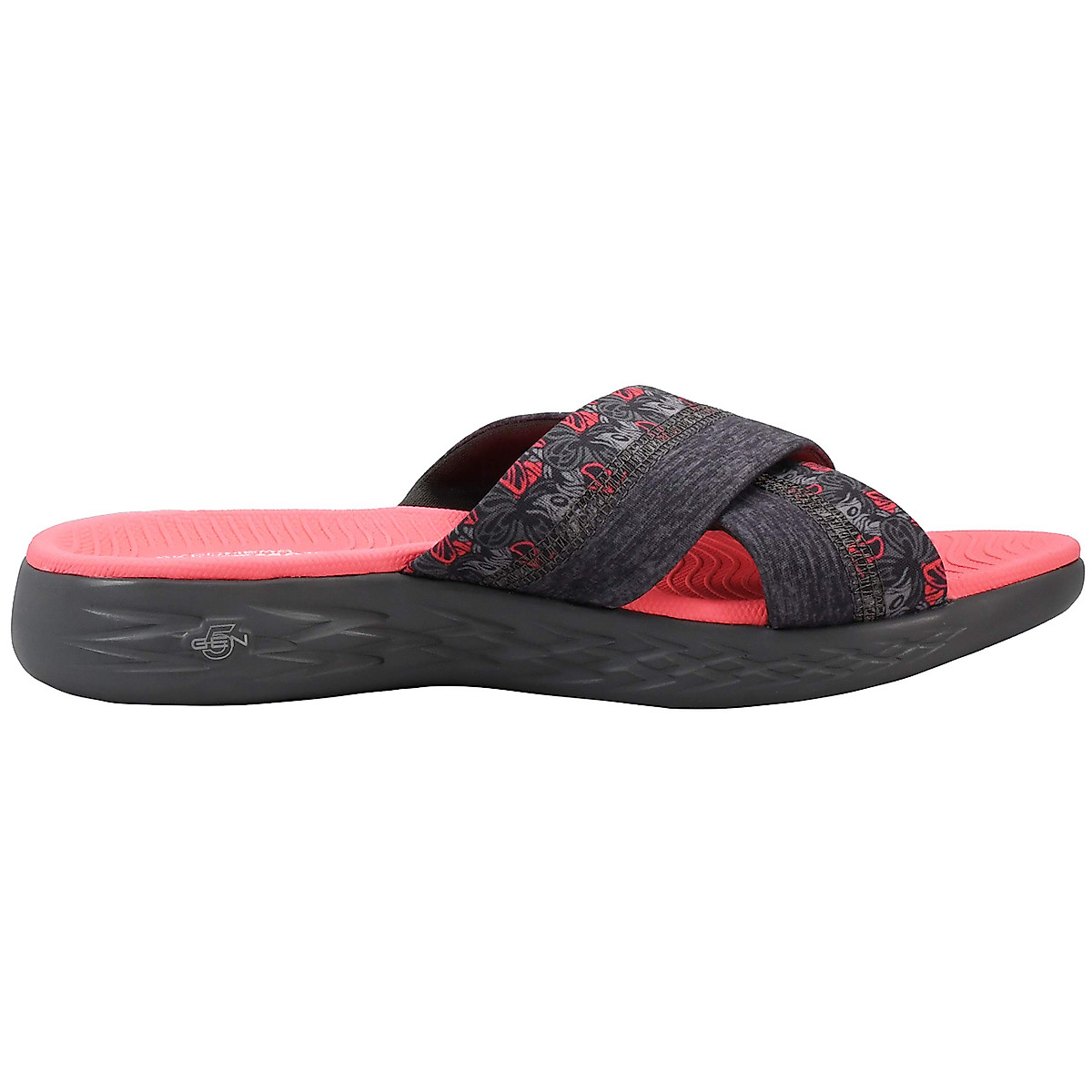 Skechers Women's On-The- Go 600-Monarch Charcoal/Hot Pink Slide Sandal 8 M US