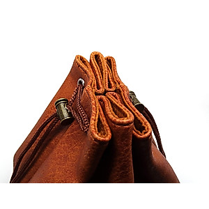 Brown Leather Lite Large Dice Bag with Wolf Design - Brown Faux Leather Exterior with Lined Interior - Stands Up on its Own and Holds 400 16mm Polyhedral Dice