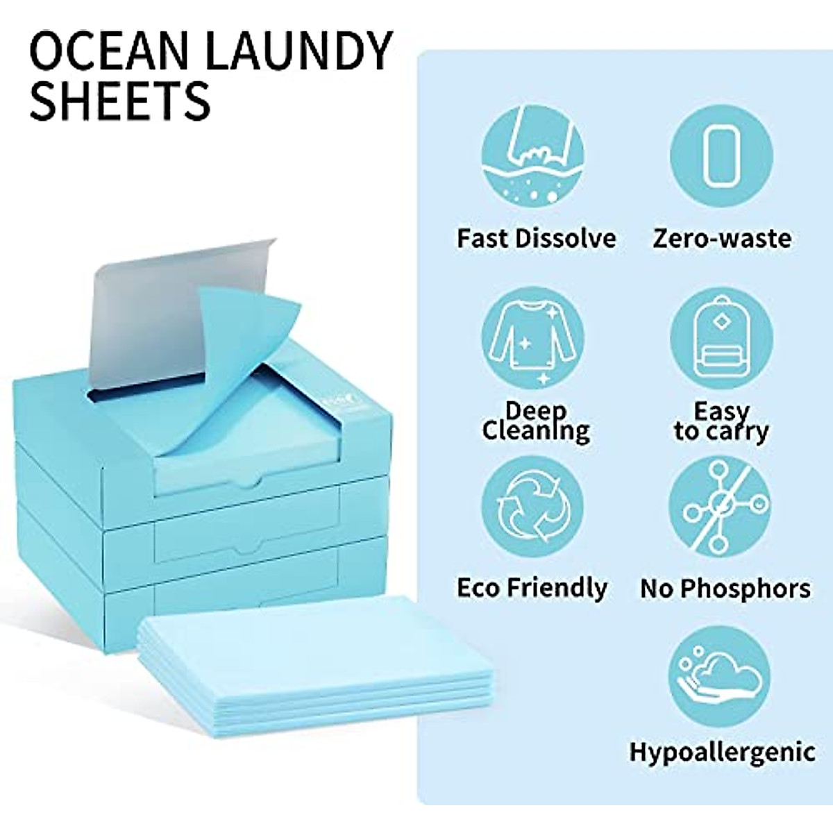 105 load 450 gram 1 pound Laundry Detergent Sheets, Compatible with Laundromat HE Machines and Laundry Basket,no Scent No Plastic Jug, Ecology, Eco-friendly, Zero Waste, Plastic Free, Quick Dissolve, Liquid free, Powder-free, Tiffany blue Great for Home,