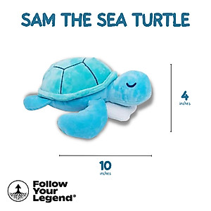 Follow Your Legend Sam The Sea Turtle Plush with Pillow Accessory - 10" Adopt Me Plushies, Stuffed Turtle, Sea Turtle Stuffed Animal, Small Turtle Plush