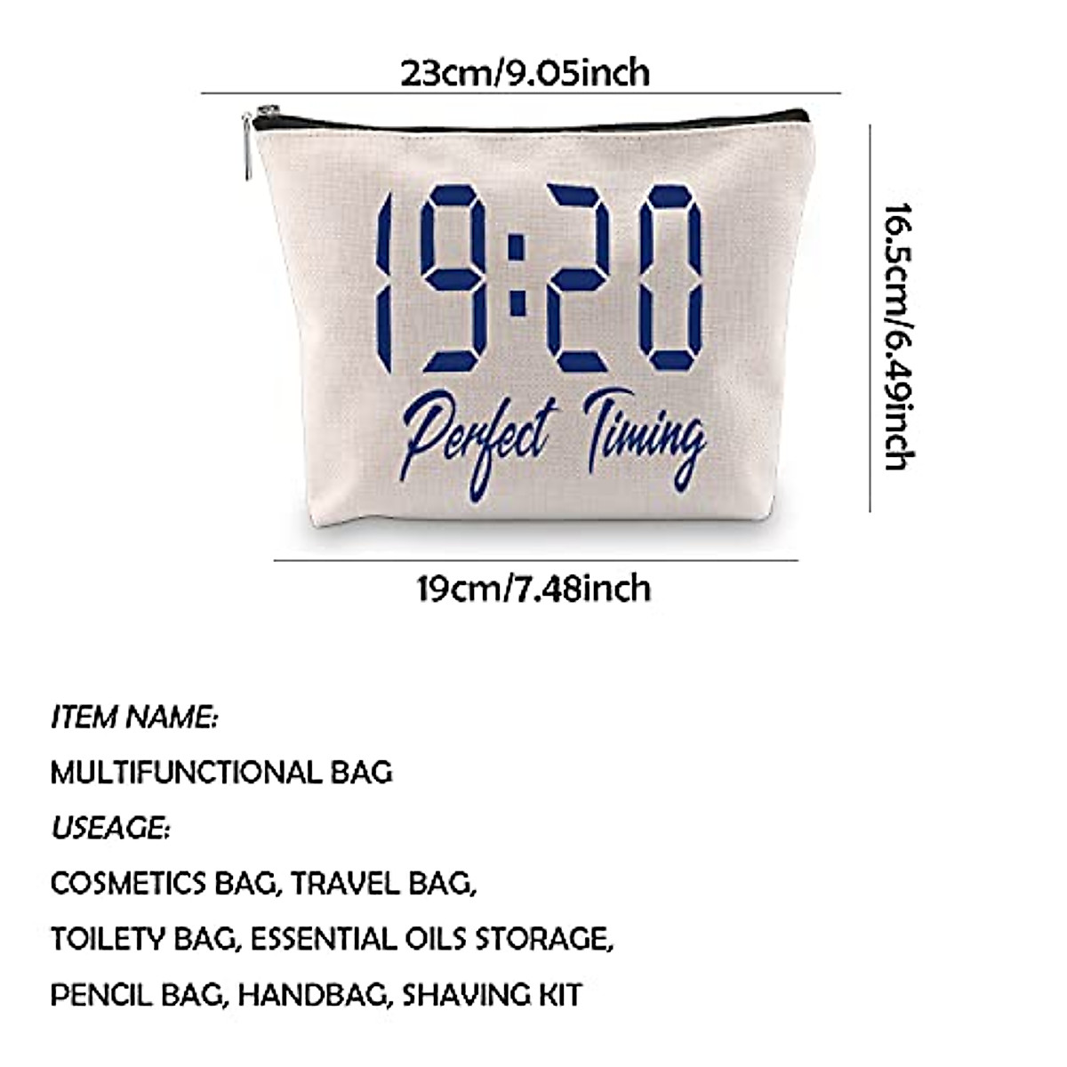 WCGXKO Sorority Gift Perfect Timing 1920 Zeta Greek Gift Finer Women Zipper Makeup Bag (Perfect Timing 1920)