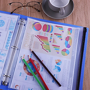 Antner 6 Pack Zippered Binder Pockets Letter Size 3 Holes Binder Pouches, Multicolor Zippers Folders Loose Leaf Document Filing Bags for 3 Ring Binders