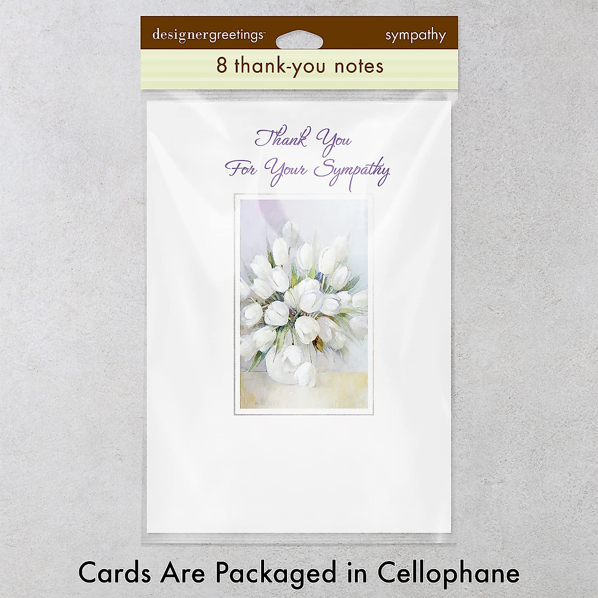 Designer Greetings Thank You for Your Sympathy Cards, Vase of Tulips (8 Sympathy Acknowledgement Thank-You Notes and Envelopes), 3.5" x 5.25", 000-07063-000
