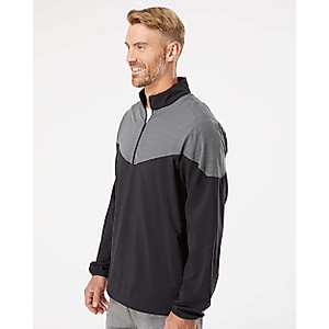 adidas Mens Heather Chevron Quarter-Zip Wind Pullover, M, Black/Black Heather