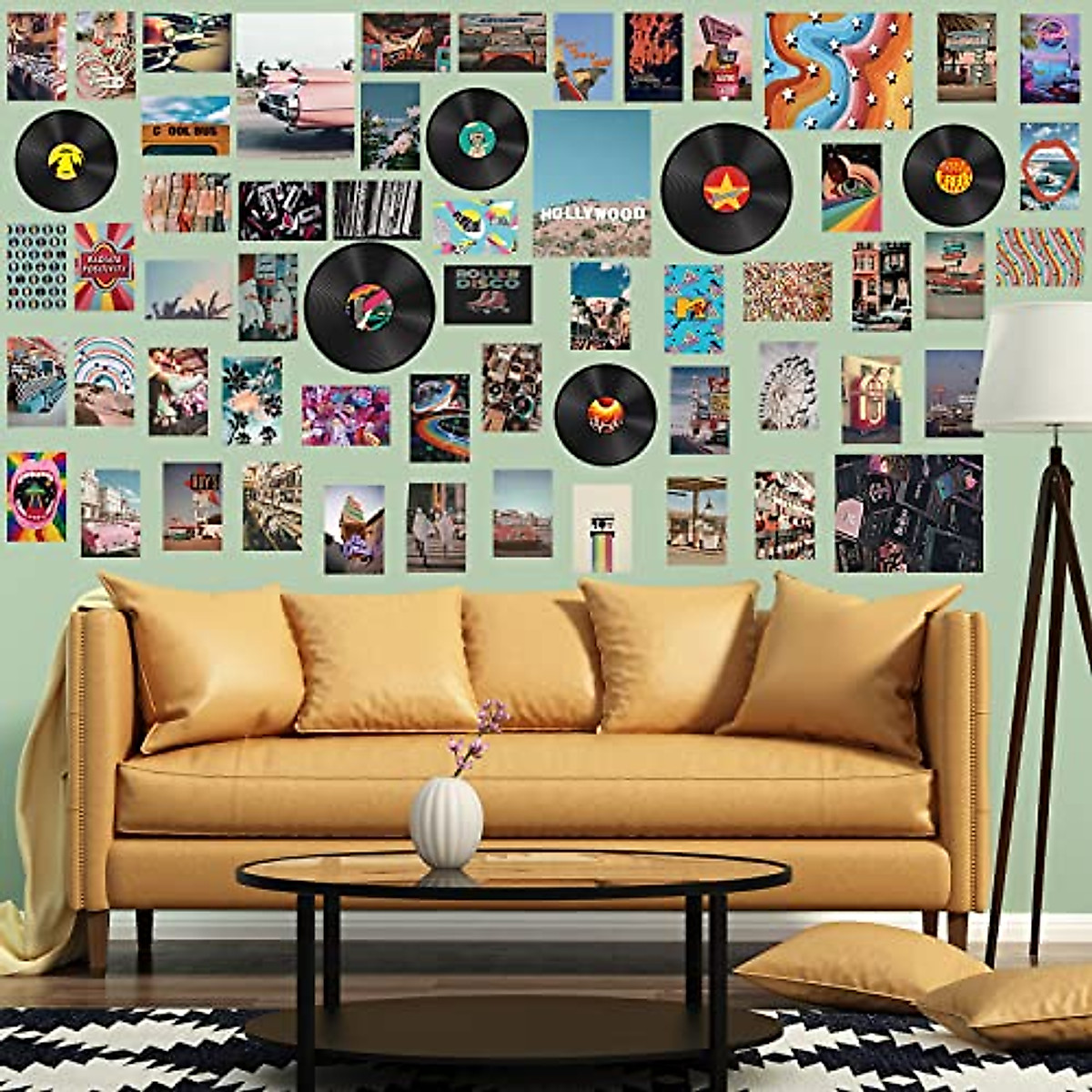 60 PCS Aesthetic Room Decor Retro Wall Collage Kit Retro Aesthetic Records Picture Wall Decor for Wall Dorm Collage Bedroom 80s 90s Wall Art Decor for Girl Teens Women Vintage Posters Indie Photo
