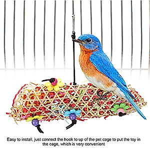 Shreddable Bird Toy, Colorful Weaving Swing Chew Toy Foraging Shredding Hanging Toy Handmade Creates Fun Filled Foraging Shredding Chew ToysToys