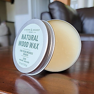 Caron & Doucet - Natural Wood Conditioning Vegan Wax Finish - 100% Plant Based Wood Conditioning and Polishing Wax Finish - Orange Scented - Suitable for Natural Wood Furniture. (3.5oz)