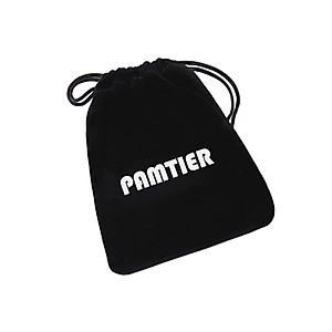 PAMTIER Women's Stainless Steel Gemstone Statement Ring Chunky Vintage Dome Wedding Band Gold Black Size 7