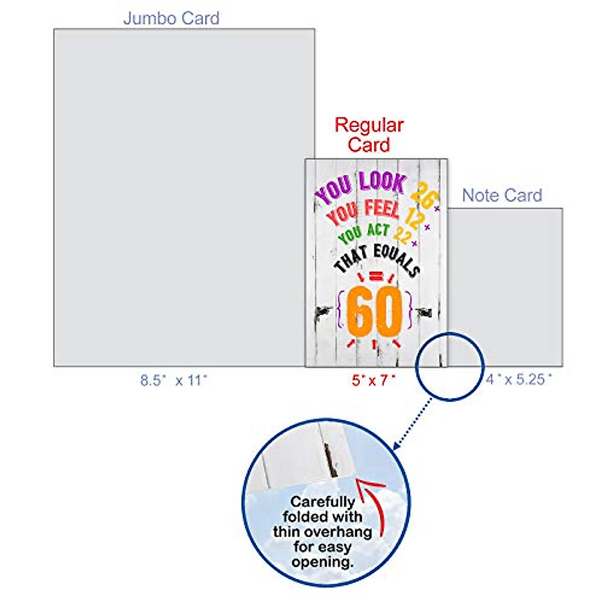 NobleWorks - 60th Milestone Birthday Card with Envelope - Fun Notecard for 60 Year Old, Stationery Congrats - Age Equation 60 C7194MBG