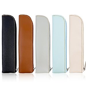 5 Pcs Leather Pencil Pouch Pen Pouch Slim Design Cute Stationery Storage Bag with Zipper Pencil Case Bag Stationery Pouch Bag for Pens, Pencils, Markers (colorful)