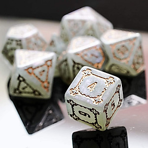 cusdie 7 Pcs 25mm Giant DND Dice with Dragon Eye Dice Bag, Polyhedral Dice Set, D&D Dice for Dungeons and Dragons Pathfinder RPG MTG (Gray Green)