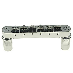 KAISH Chrome Guitar Roller Saddle Bridge Tune-O-Matic Bridge with Roller Saddles For Epi Les Paul,SG,Dot,Bigsby Guitar with M8 Threaded Posts