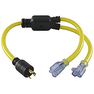 Conntek YL520520S 20-Amp 125-volt L5-20P Generator Y-Adapter Male Plug to U.S. 15/20-Amp Female Connectors