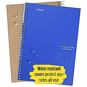 Five Star Spiral Notebook, 2 Subject, College Ruled Paper, 100 sheets, 9-1/2" x 6", Blue (72287)