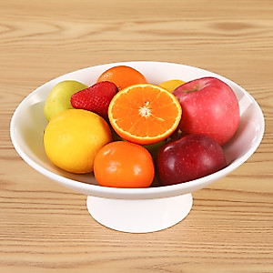 AKICTE Ceramic Fruit Bowl, 10 Inch Decorative Fruit Bowl White, Pedestal Large Fruit Bowl For Kitchen Counter Or Dining Room Tables Footed Bowl Decorative Modern Home