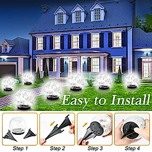 MIQIA Solar Lights Outdoor, 2 Pack 40 LED Cracked Glass Solar Garden Lights, Waterproof Solar Ground Lights for Yard, Patio, Walkway, Lawn, Pathway, Solar Outdoor Decorative Lights (4.7 Inch, White)