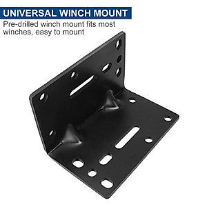 Universal Winch Mount Bracket, Heavy Duty Right Angle Mounting Winch Bracket, 5MM / 3/16INCH Thickness Solid Steel Hand Winch Bracket Winch Mounting Plate for Trailers, ATV, Trucks and Vehicle