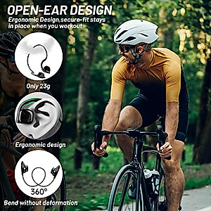 Bone Conduction Headphones, Open Ear Sports Headphones Wireless with Mic, Bluetooth 5.3, IPX6 Waterproof, Hi-Fi Sound Quality Bass Dynamic Unit, Only 23g, Perfect for Workout, Running, Cycling, Hiking