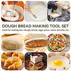 Danish Dough Whisk - Bread Whisk Set of 3 pieces, Bread Making Tools and Supplies, Sourdough Bread Whisk, Dutch Whisk for Dough, With Dough Scraper Bread Cutter, Bread Lame Dough Scoring Tool, Blades