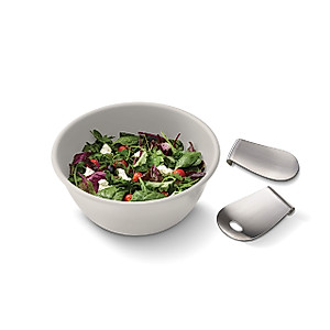 Joseph Joseph 20155 Uno Salad Bowl & Stainless-Steel Servers Set, 3-Pieces, Stone