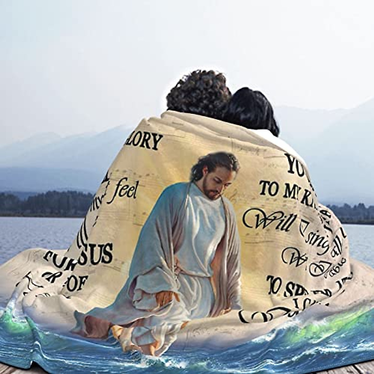 TRUDAY Jesus Christ Blanket Christian Religious Throw Faith Inspirational Gifts for Women Men Warm Soft Plush Lightweight Fleece Flannel Winter Bedding Kids 40''x50''