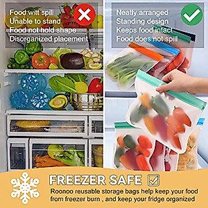 12Pack Reusable Food Storage Bags,Leakproof Reusable Freezer Bags,Extra Thick Reusable Gallon Bags,Food Grade Silicone Food Bags for Snack Sandwich Fruit Meat Travel Items,BPA Free