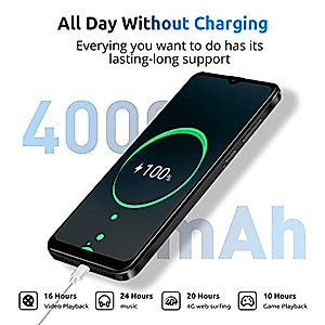 Xgody X18 4G Unlocked Phones, 6.3 Inch IPS Screen Smartphones, Android 10 OS Dual SIM Cheap Cell Phone, Quad Core 2GB+16GB, Dual 5MP+8MP Camera, 4000mAh Battery, Face ID Smart Phone (Black)