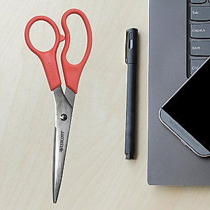 Westcott 8" All Purpose Value Stainless Steel Straight Scissors, Red