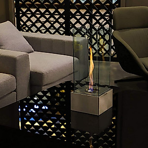 Exception Vertical Bio Ethanol Fireplace, Portable Fire Bowl, Freestanding Patio Fire Pit, for Indoor Outdoor Use