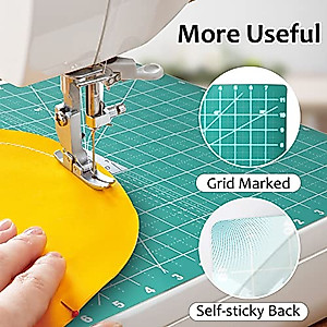 Free Motion Quilting Slider Mat with Tacky Back 12’’ x 20’’, Self-Sticky Quilting Accessory Slip Mat, Help Easy Sewing Mat with Grid Marked - 1 Piece