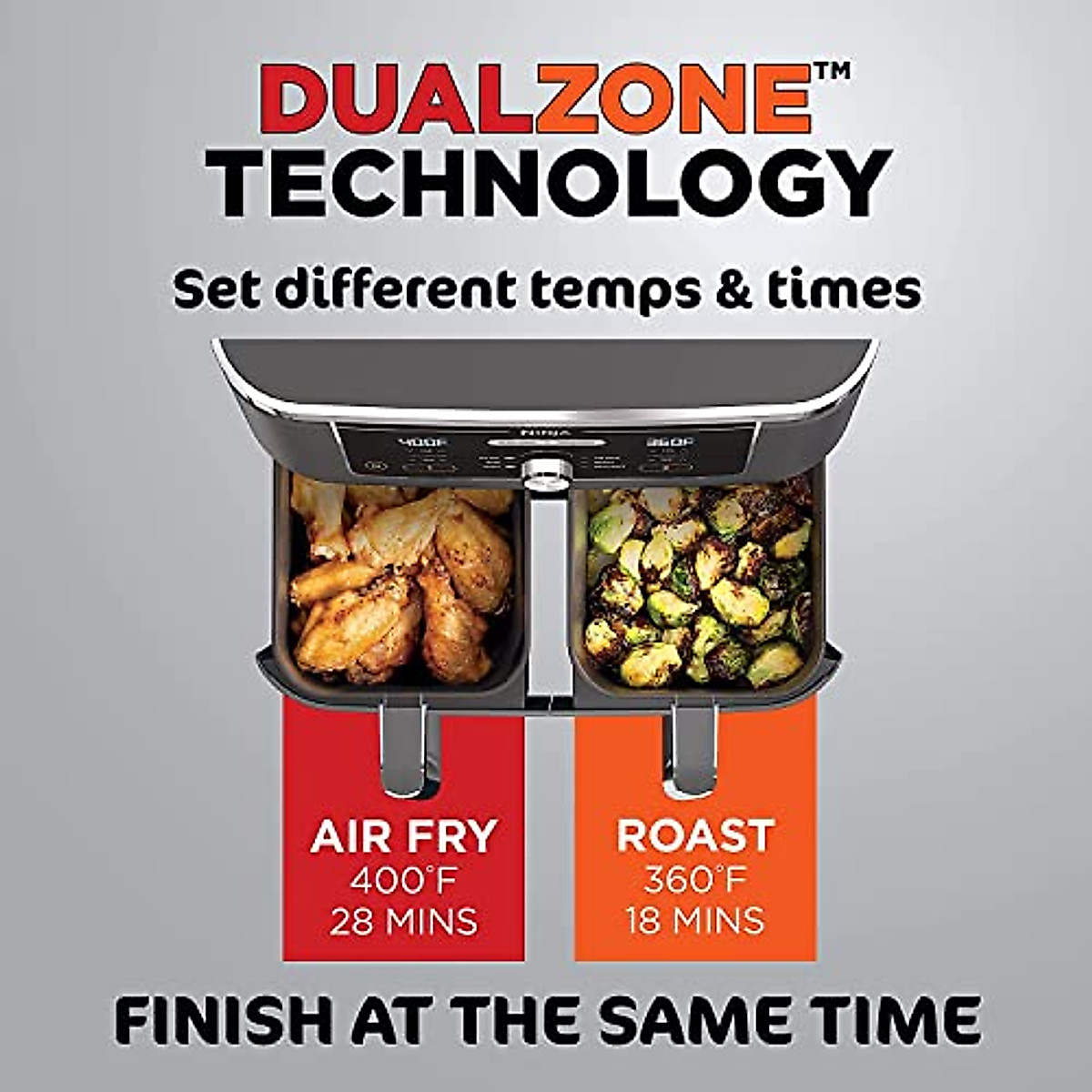 Ninja AD350 Foodi 6-in-1 10-qt. XL 2-Basket Air Fryer (Renewed)