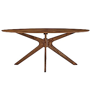 Modway Crossroads 71" Oval Wood Dining Table, Walnut