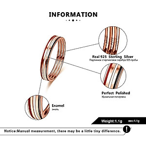 Ginger Lyne Collection 3-Ring Wedding Band Set for Women Rose gold Sterling Silver Red Black White Stacking or Bridal