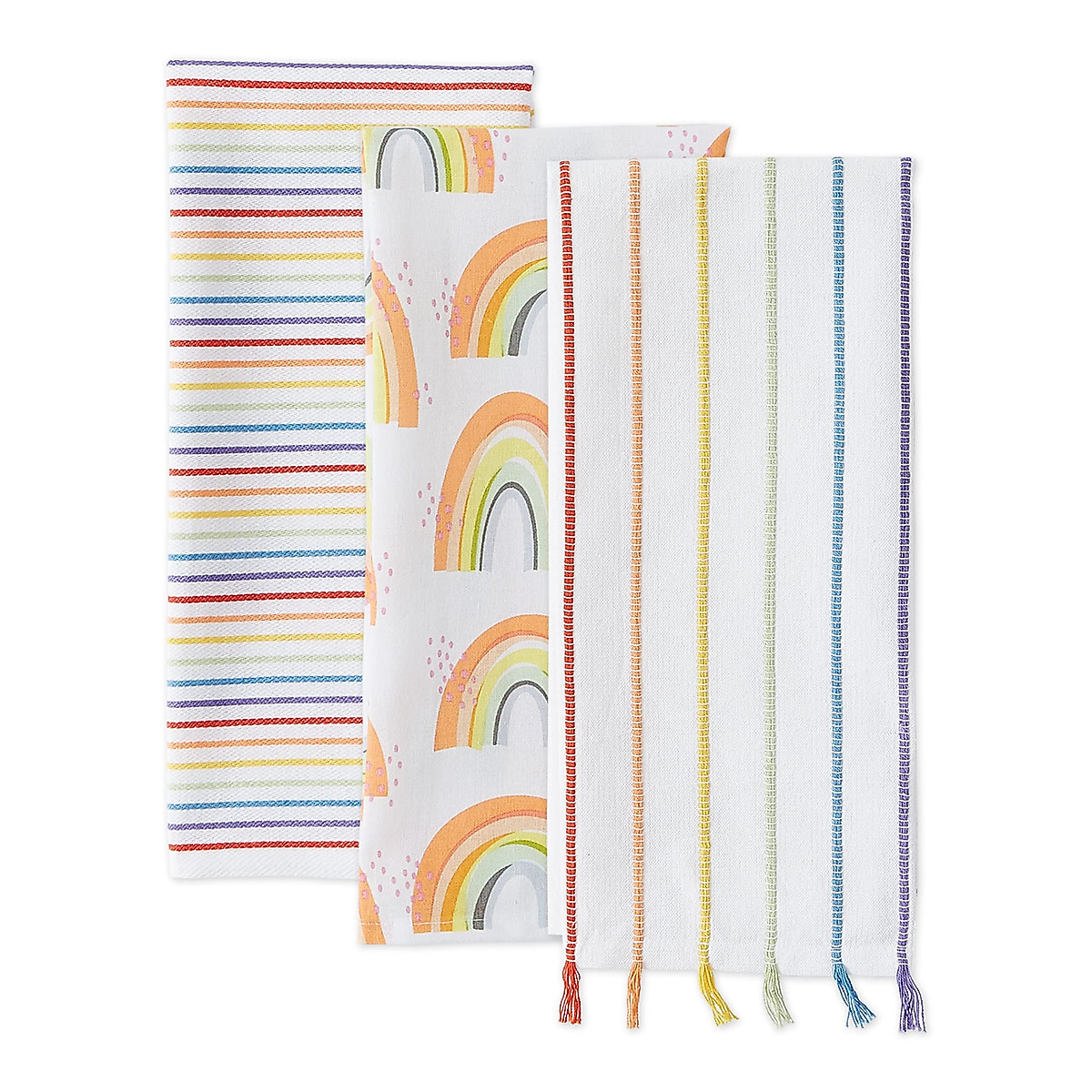 DII Be You-Tiful Collection Absorbent & Long-Lasting Kitchen, Dishtowel Set, 18x28, Assorted Rainbow, 3 Count