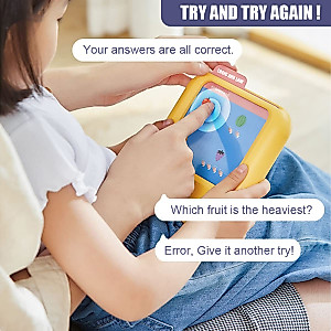 Fisca Kids Learning Pad with 60 Flash Cards 180 Questions for Toddlers 3 4 5 6 Year Old, Electronic Touch Screen Interactive Preschool Educational Toy Learning Logic & Thinking for Boys and Girls