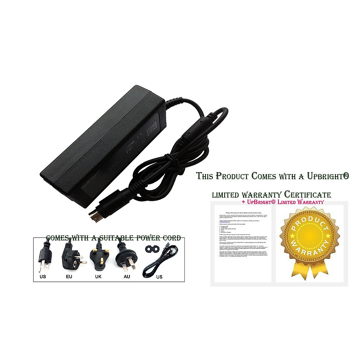 UpBright 4-Pin DIN 12V 5A 60W AC/DC Adapter Compatible with Posiflex EA1050A-120 EDAC EA1050A120 for POS Printer LCD LED HD TV Monitor EDACPOWER ELEC 12VDC 5.0A Power Supply Cord Charger PSU (4-Prong)