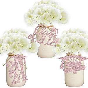 Rose Gold Grad Party Favor Tags Graduation Table Centerpiece Numbers Decoration