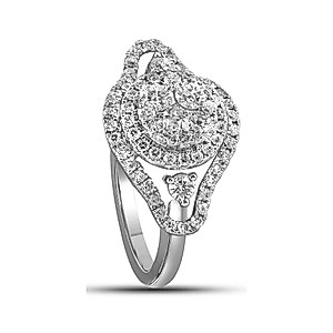 Dazzlingrock Collection 10kt White Gold Womens Round Diamond Cluster Halo Bridal Wedding Engagement Ring 1-1/5 ctw