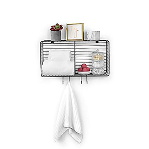 Spectrum Diversified Vintage Wall Mount Office or Entryway Wire Basket Cube Rack Station, One, Industrial Gray