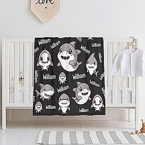 Cute Custom Shark Blanket,Personalized Gifts for Women Men, Soft Flannel Bed Throws Lightweight Plush Quilts for Bedroom Sofa Decoration 60"x80" for Adult