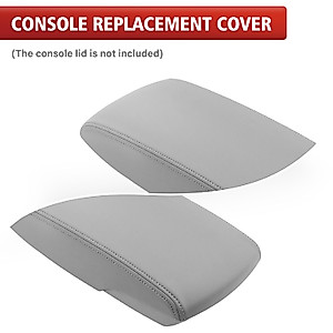 KBH Center Console Armrest Cover Replacement for Toyota Camry 2007 2008 2009 2010 2011, Vinyl Leather Trim, Car Arm Rest Replace Covering, Gray (Without Lid)