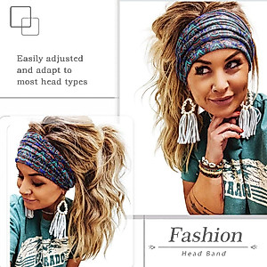 Aceorna Boho Headbands Wide Knotted Hairbands Stretch Printed Head Bands Bohemia Head Wraps for Women 3 Pcs (Set A)