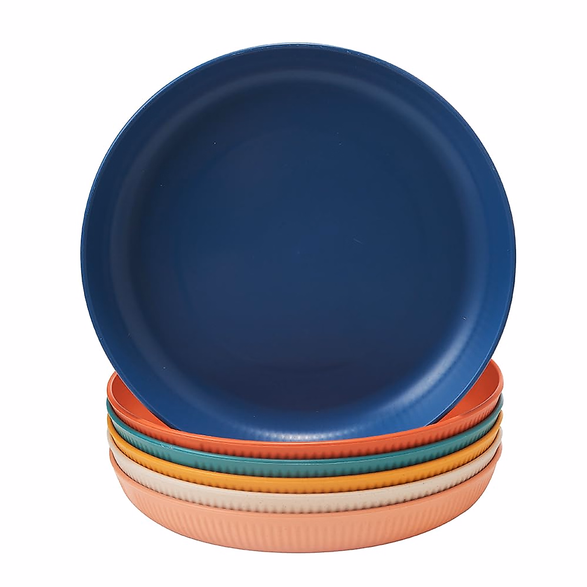 HXYPN 12 PACK 9 Inches Deep Dinner Plates Plastic Plates Reusable Unbreakable Kitchen Plate Sets Dishwasher and Microwave Safe Plates Wheat Straw Plates